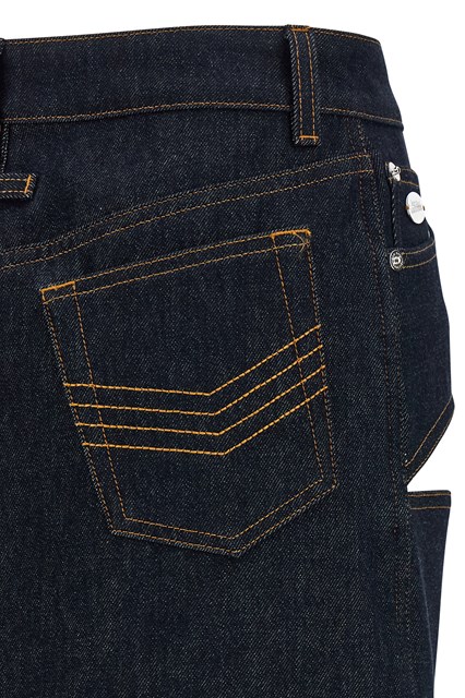 Jean paul gaultier 'denim mini skirt with cuts and turn up' skirt ...