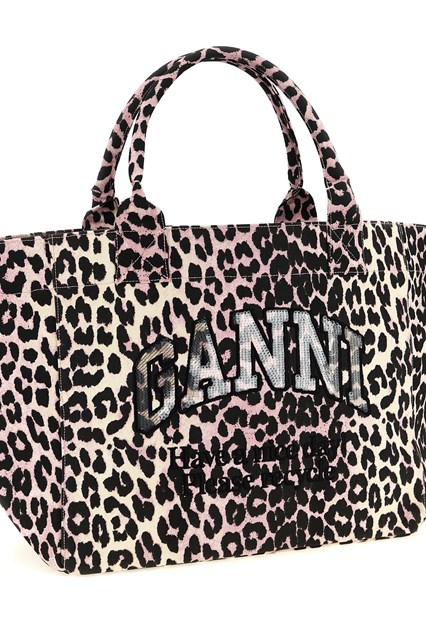Ganni 'leopard medium tote' shopping bag available on julian-fashion ...