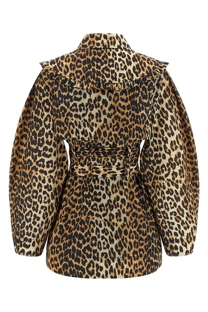 Ganni 'leopard duchesse nylon short' trench coat available on julian ...