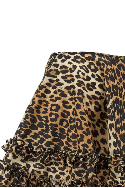 Ganni 'leopard duchesse nylon mini frill' skirt available on julian ...