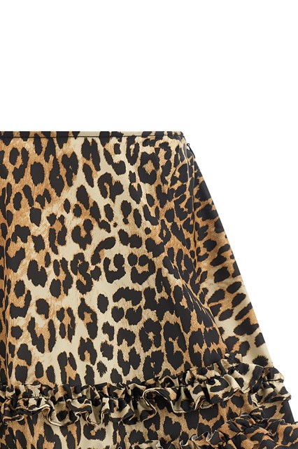 Ganni 'leopard duchesse nylon mini frill' skirt available on julian ...