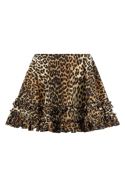 Ganni 'leopard duchesse nylon mini frill' skirt available on julian ...